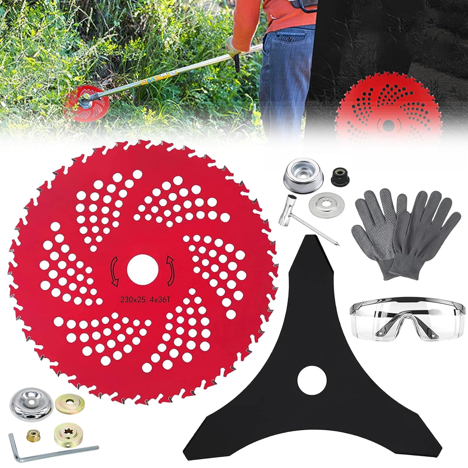 Circular Saw Blade for Weed Trimmers, 9" X 36 Teeth Carbide Tipped Weed ...