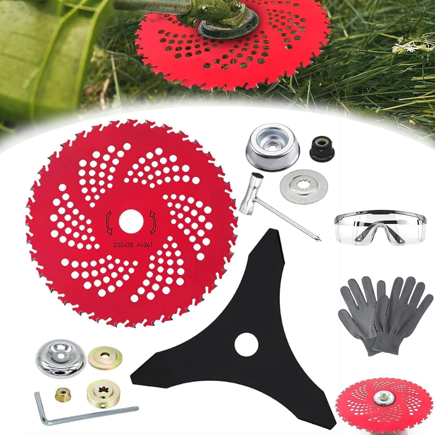 Circular Saw Blade for Weed Trimmers, Steel Wire Grass Trimmer Head, 9 ...