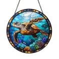 Circular Sea Turtle Stained Glass Suncatcher Window Decor, Peaceful ...