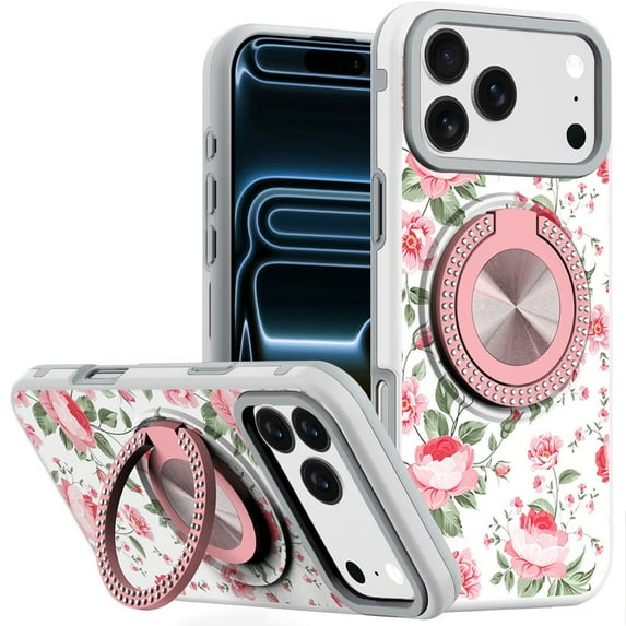 Circular Series Hybrid Case with Rotating Ring Stand for iPhone 17 Pro ...