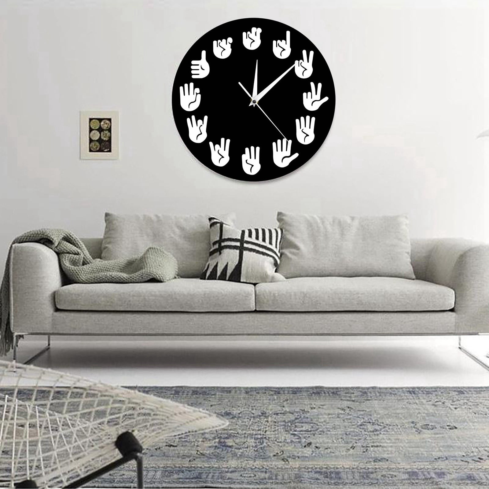 Circular Sign Language Gesture Wall Clock Decoration Fun Wall Clock ...