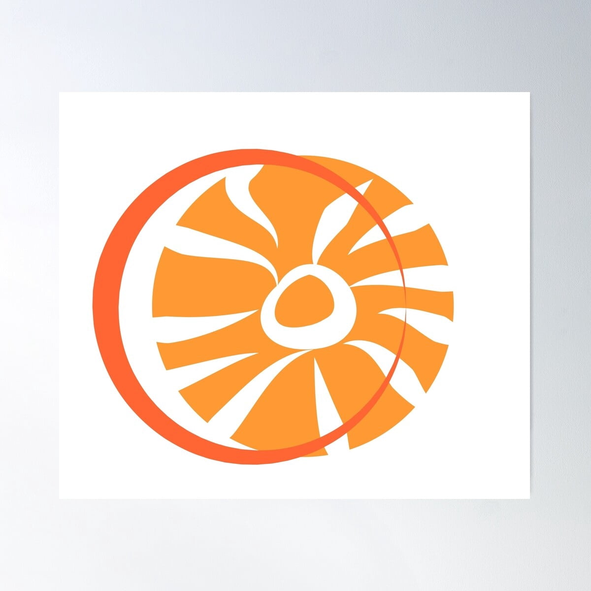 Circular Sun Symbol In Orange Tones Poster Wall Art, Modern Wall Decor ...