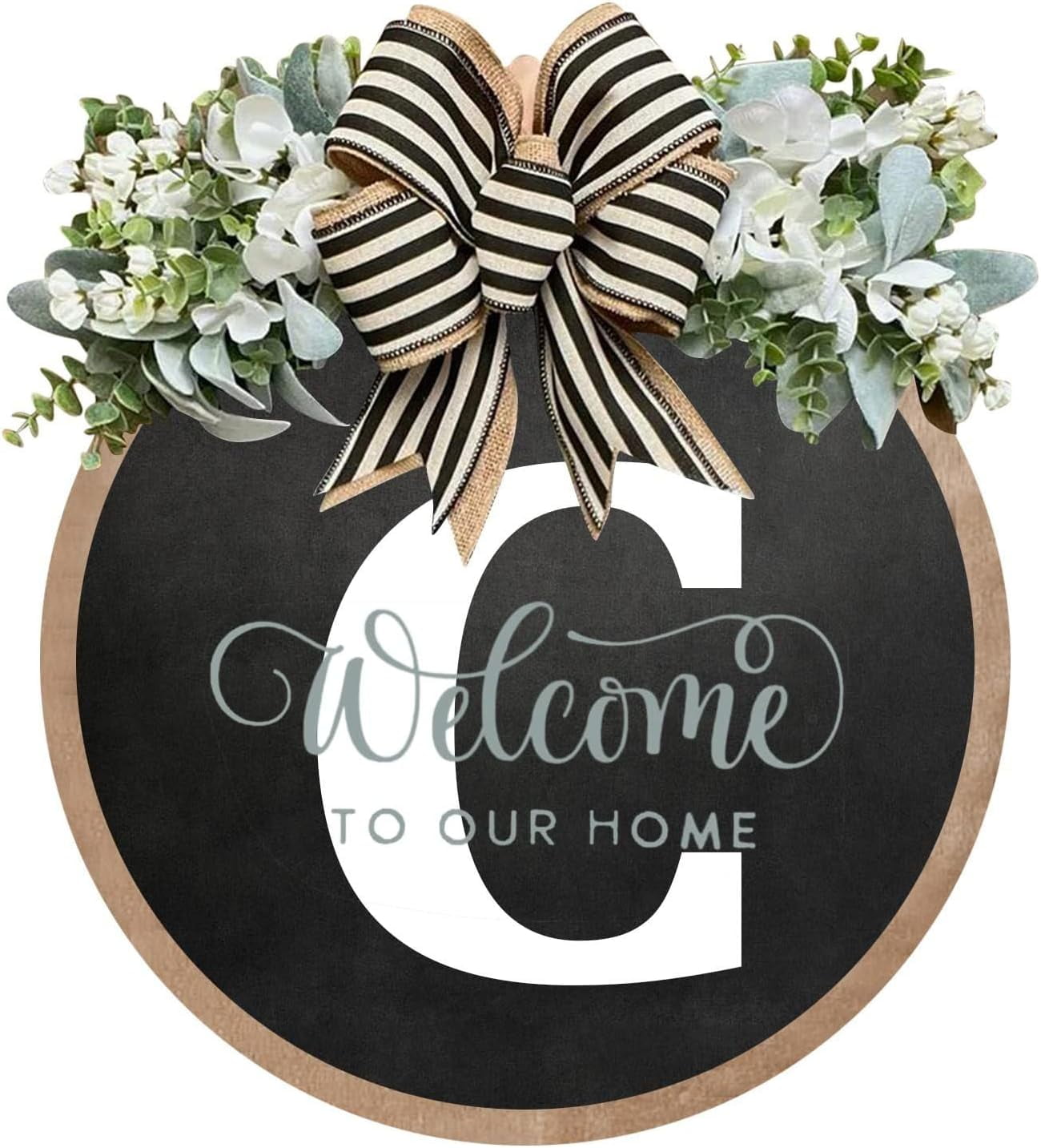 Circular Surname Front Door Welcome Sign - 26 Letter House Wreath ...