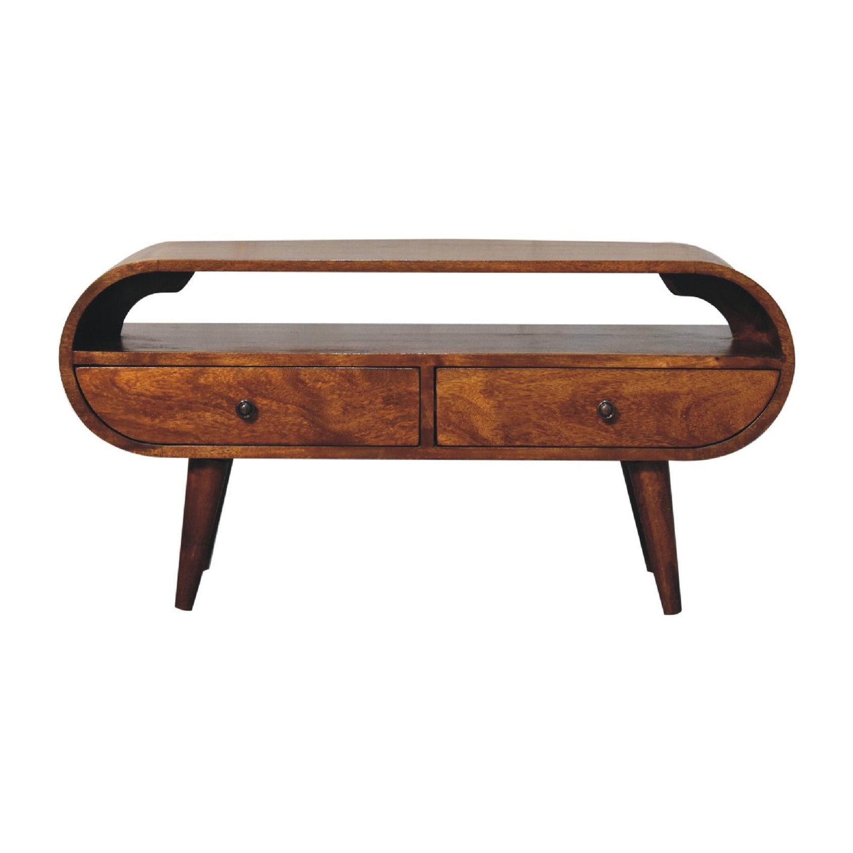 Circular TV Stand in Chestnut, 13.78 in Width | Elevates Home Decor ...