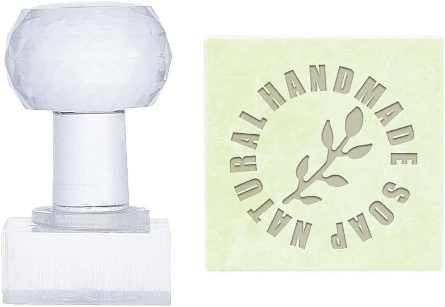 Circular Text Soap Stamp Leaf Soap Embossing Stamp with Handle Clear ...