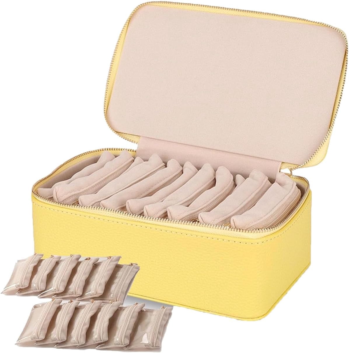 Circulatne Travel Jewelry Box with Small Pouches,Portable PU Leather ...