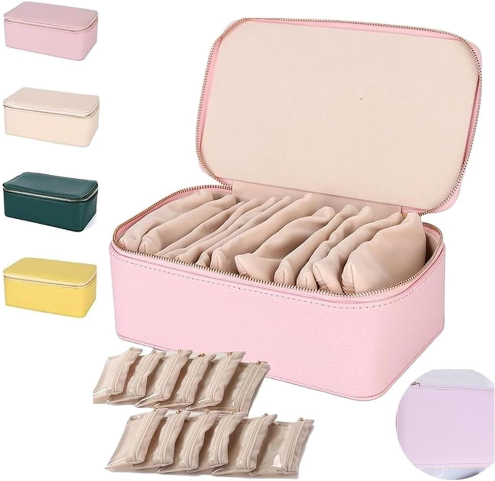 Circulatne Travel Jewelry Box with Small Pouches, Ring Case Organizer ...