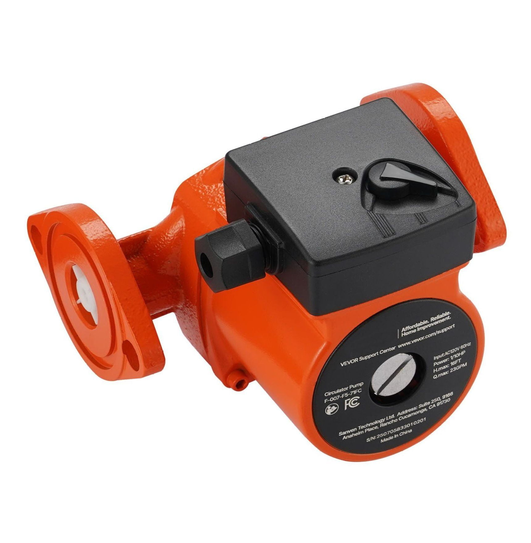 Circulator Pump 23 GPM 120V, 16ft Head,Water Recirculation Pump, 1-Inch Flange, 3-Speed, Quiet ...