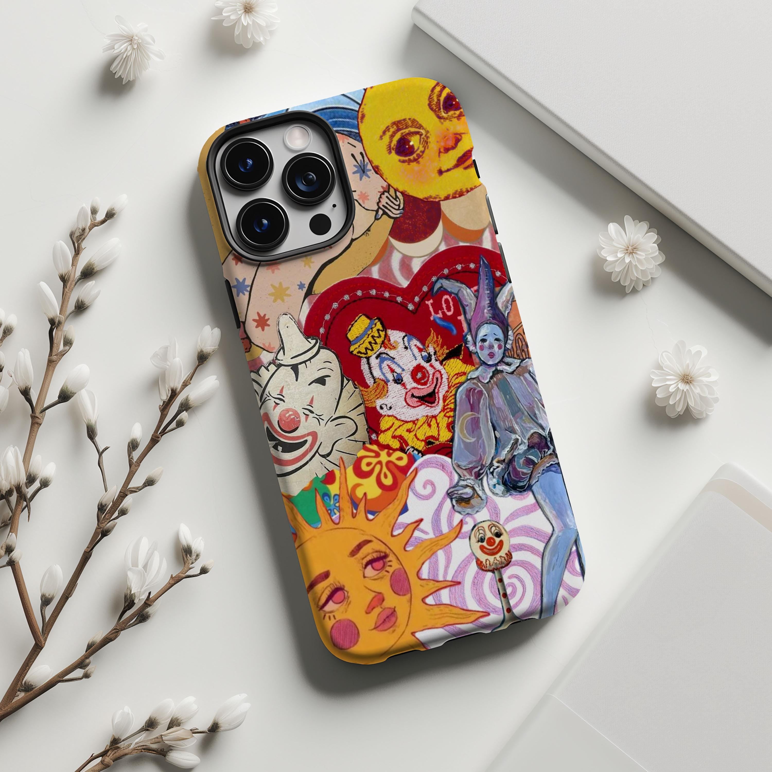 Circus Aesthetic Phone Case with Creepy Retro Clown Art 17 through 11 ...