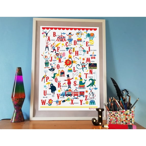 Circus Alphabet Educational Wall Art Print, Unframed Paper Poster ...