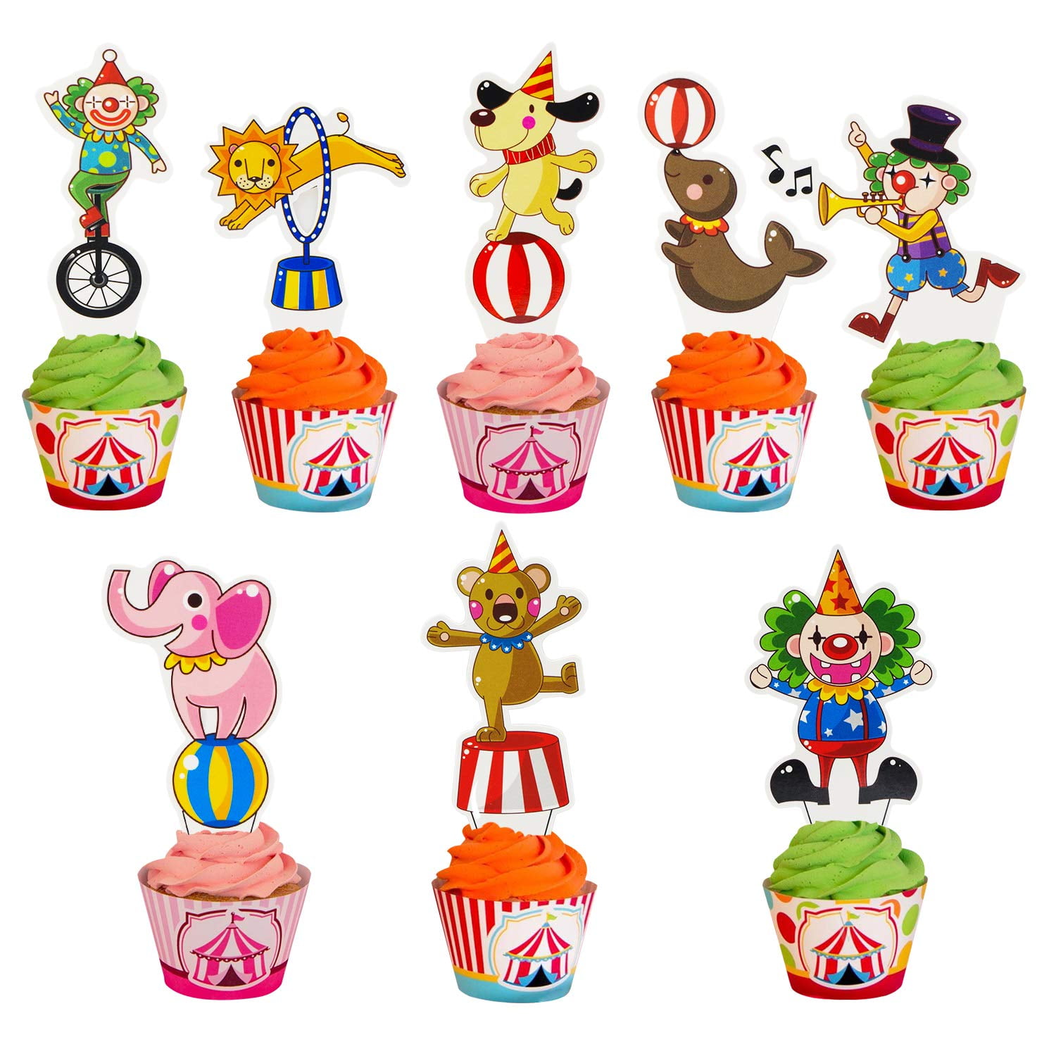 Circus Animal Cupcake Toppers - Carnival Themed Birthday Party ...