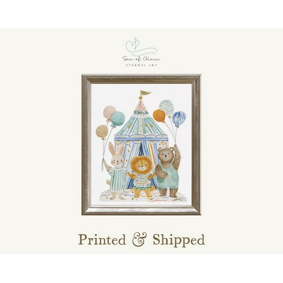 Circus Animal Nursery Wall Art Poster: Bunny Lion Bear Print Poster ...