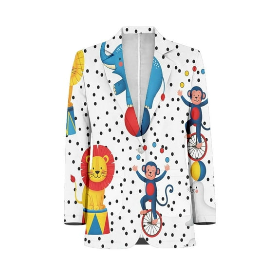 Circus Animals Pattern Print Customized Men's Suits full man Shawl ...