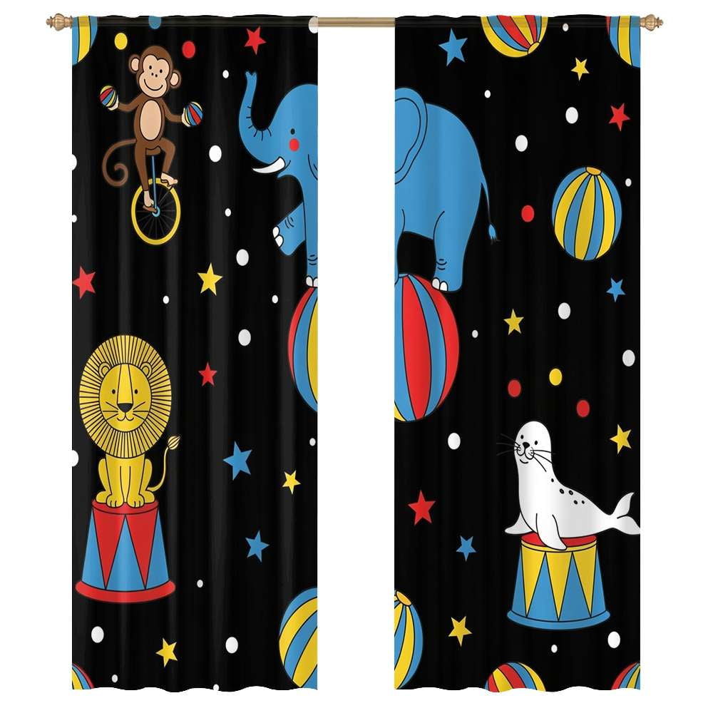 Circus Animals Pattern Print Modern Tulle Window Curtains for Living ...