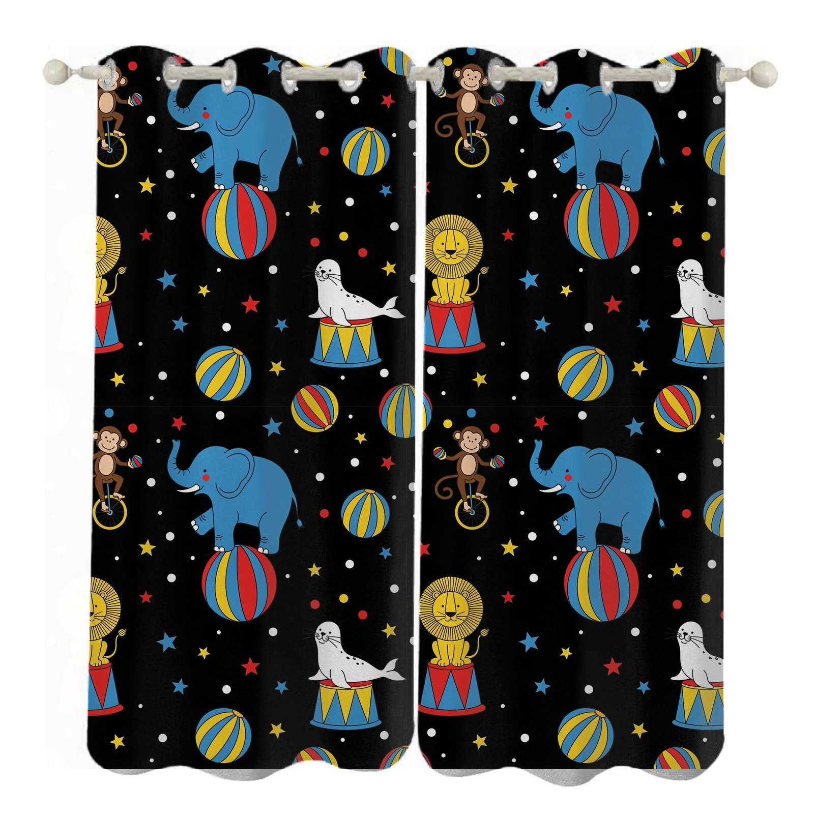 Circus Animals Pattern Print Sunshade Curtains Home Bedroom Living Room ...