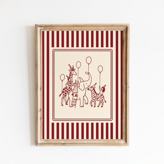 Circus Animals Poster – Whimsical Nursery Wall Art, 8x12 UNFRAMED ...