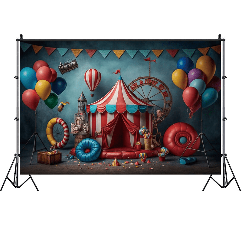 Circus Backdrop Carnival Red Tent 1st Birthday Party Photo Background ...