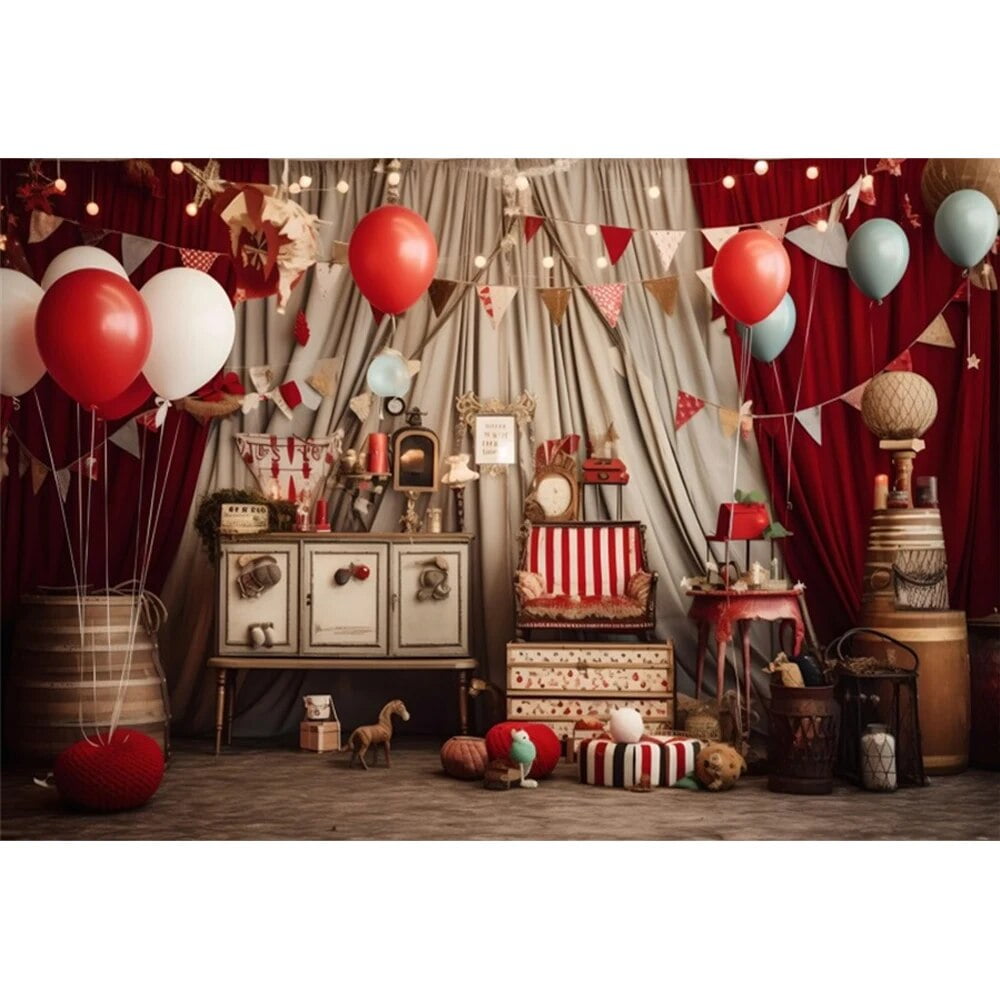 Circus Backdrop Children Paradise Wooden Horse Balloon Background ...