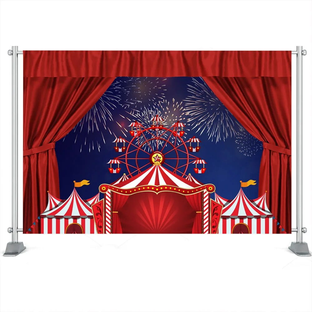 Circus Backdrop Kids Birthday Banner Cake Smash Props Firework Ferris ...