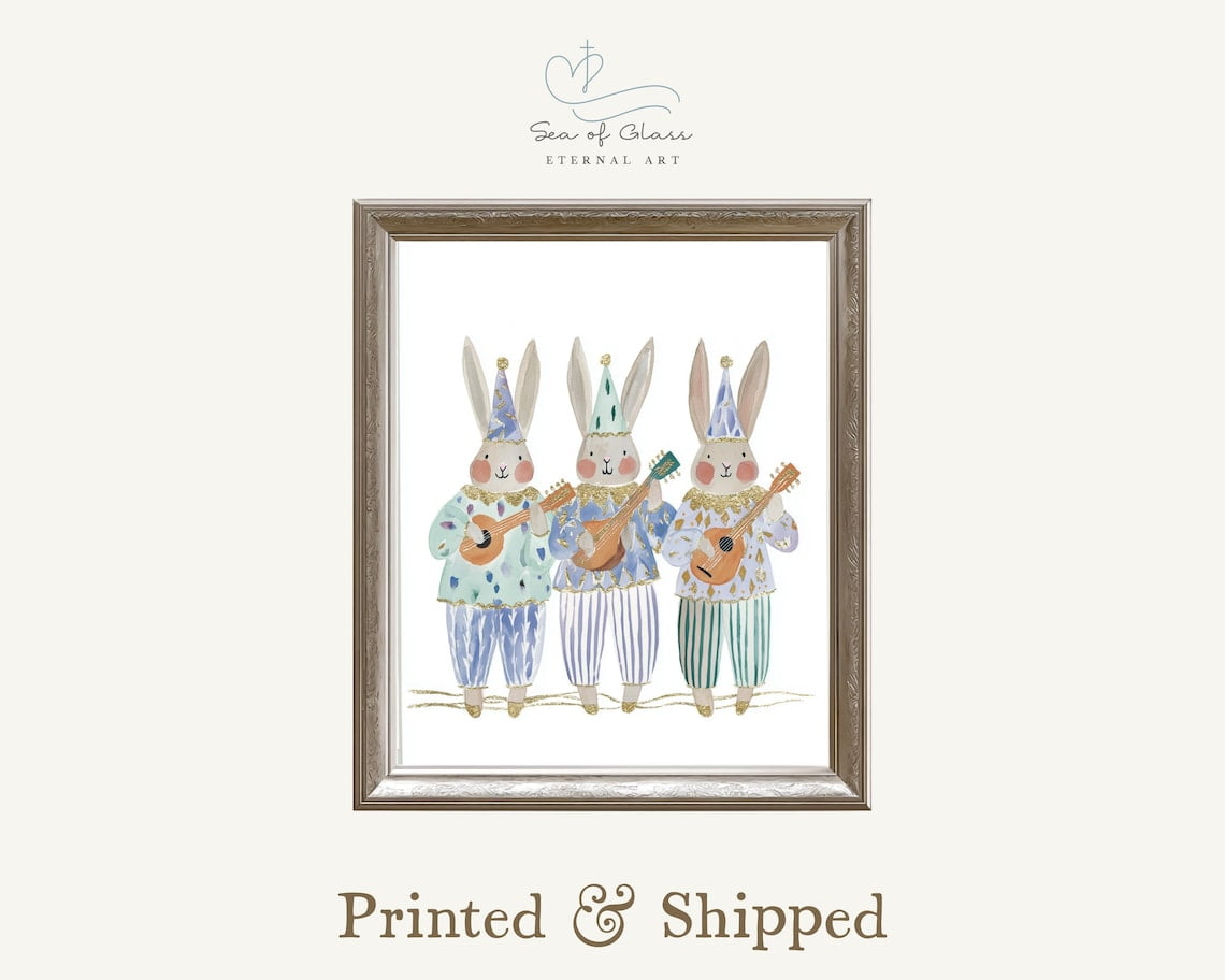 Circus Bunny Art Poster Whimsical Animal Wall Art Poster, Nursery Decor ...