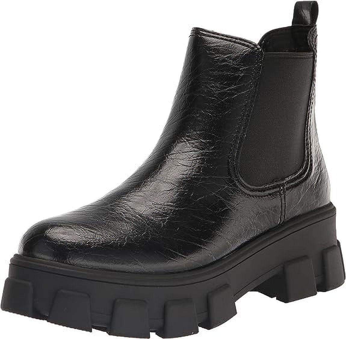 Circus By Sam Edelman Darielle Black Leather Rounded Toe Chunky Heel Ankle Boots (Black, 7 ...