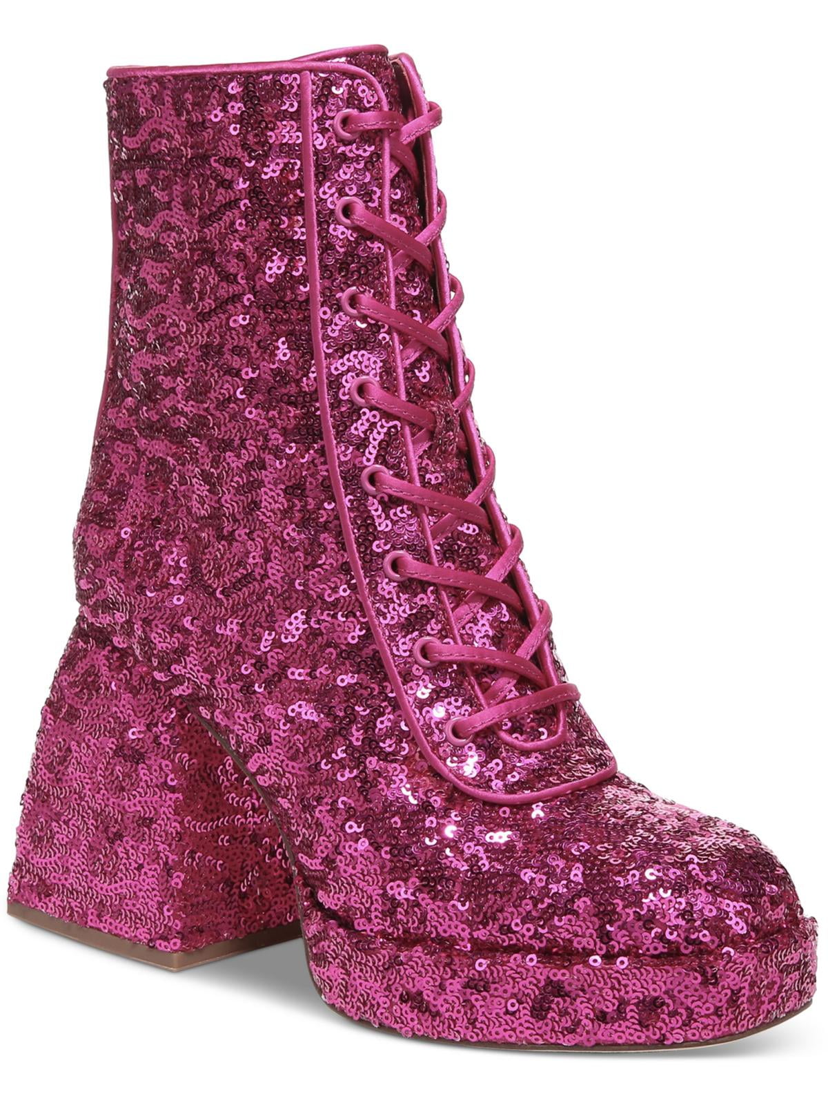 Circus By Sam Edelman Kia Sequin Dark Punk Pink Lace Up Side Zipper ...