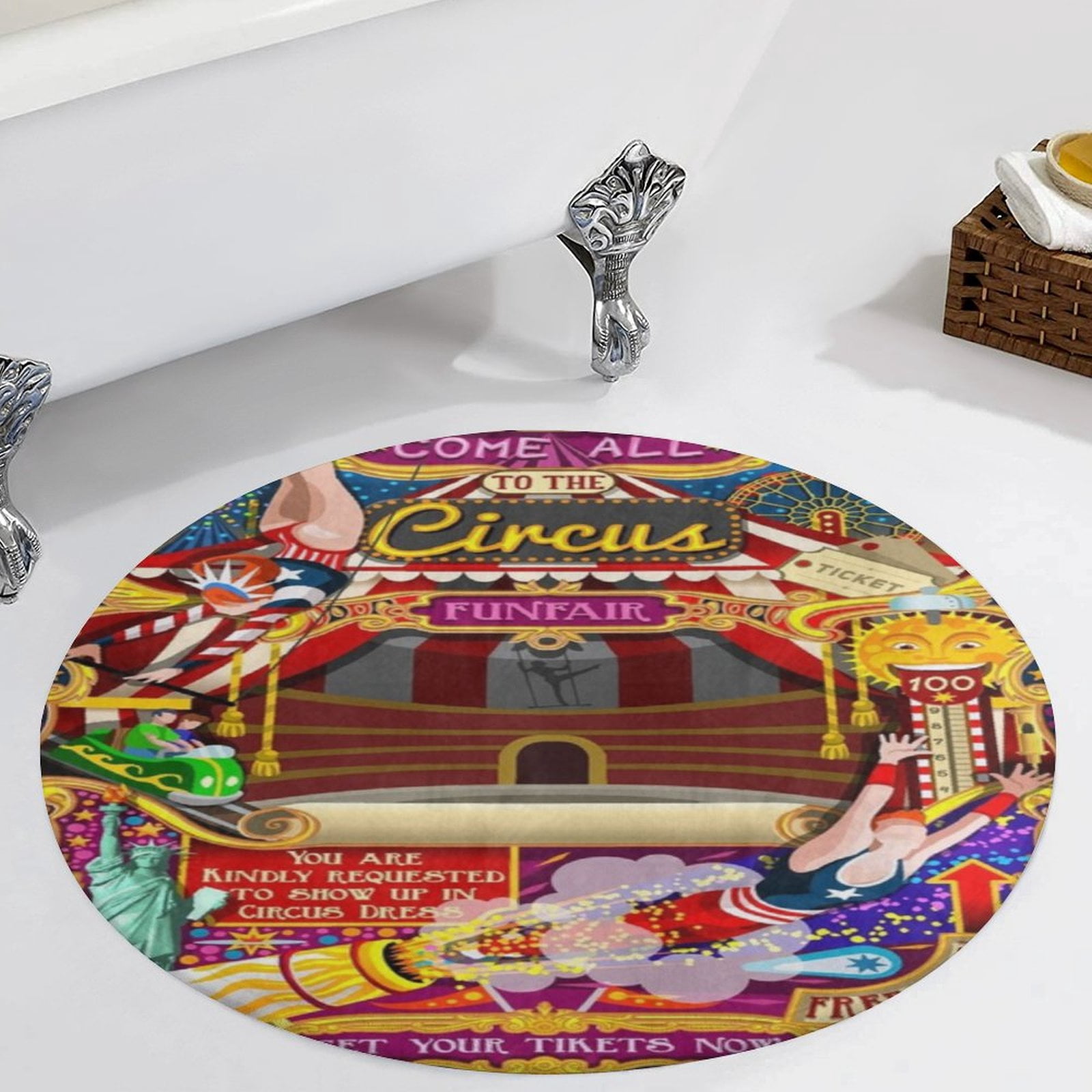 Circus Carnival Amusement Festival Round Carpet Circle Rug Outdoor ...