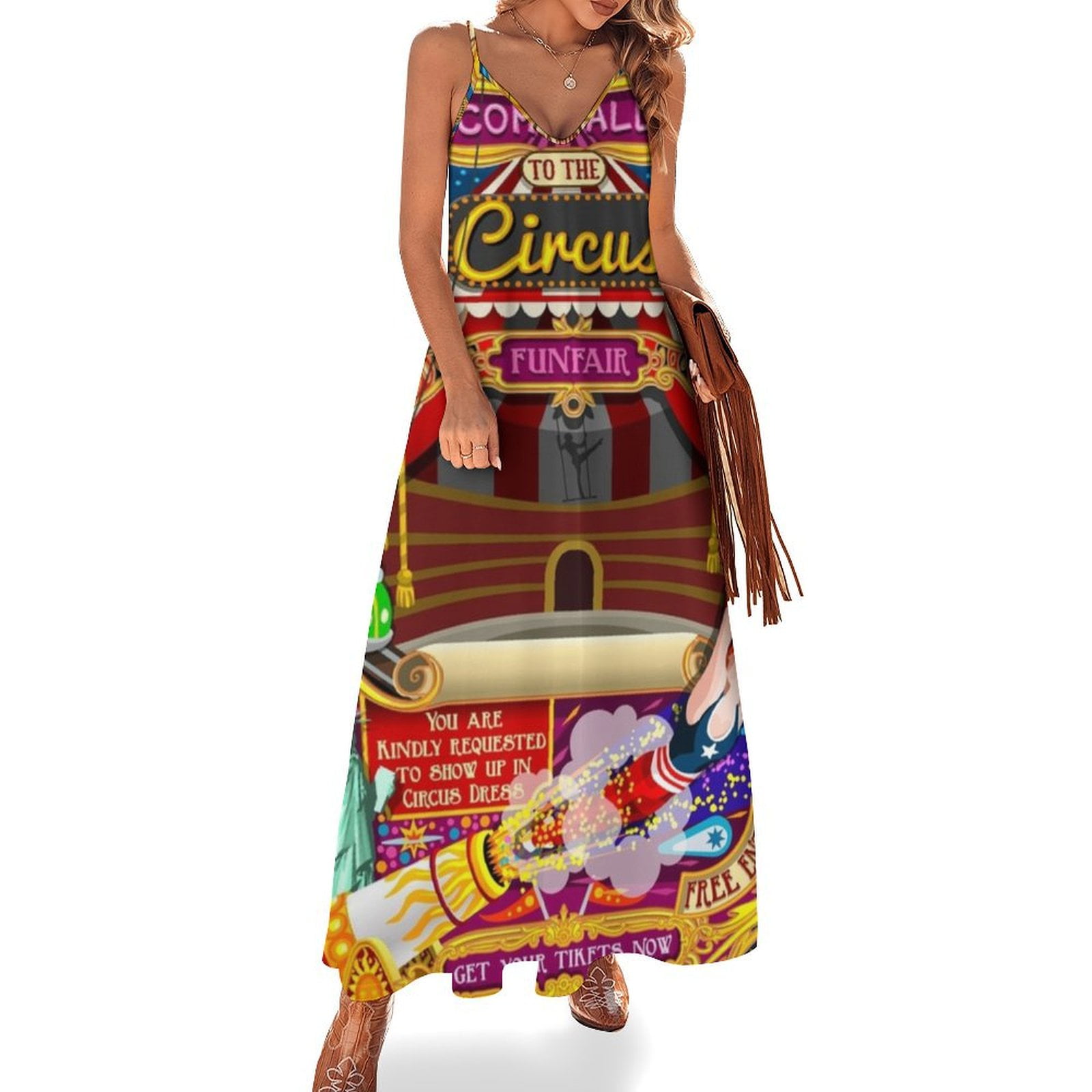 Circus Carnival Amusement Festival Sleeveless Dress Women's Evening ...