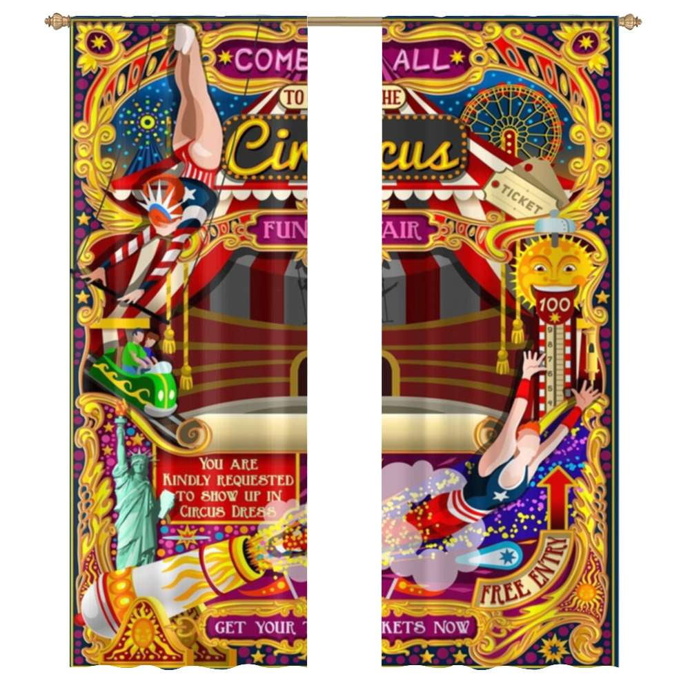 Circus Carnival Amusement Festival Tulle Curtains For Living Room ...
