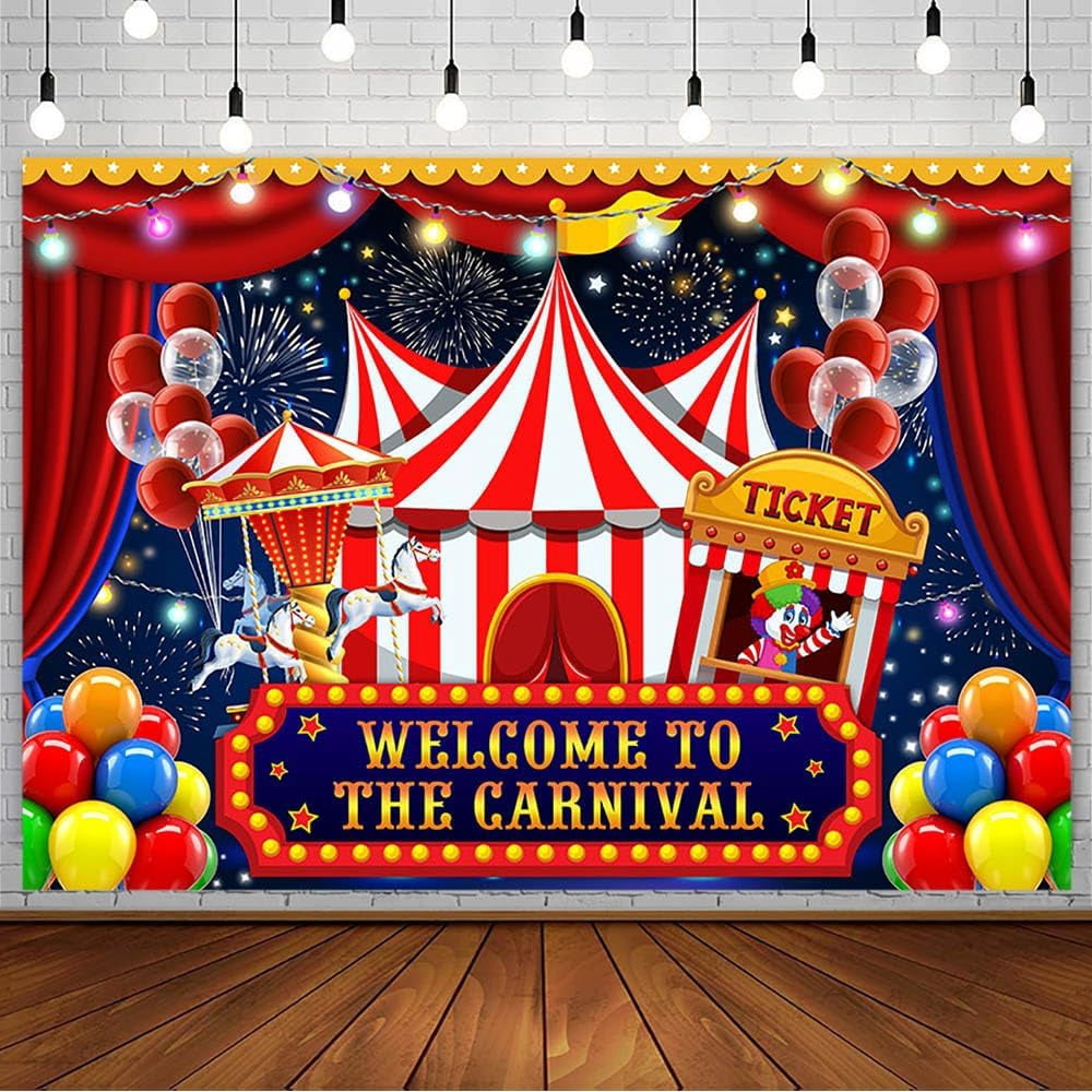 Circus Carnival Backdrop for Photography Welcome to The Carnival Banner ...