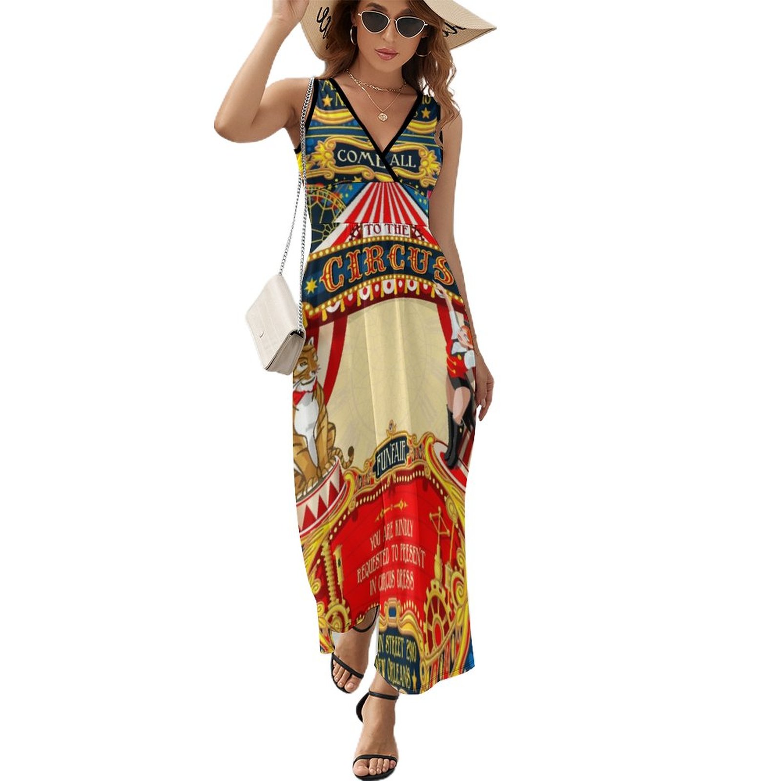 Circus Carnival Invite Poster Sleeveless Dress women long dresses party ...