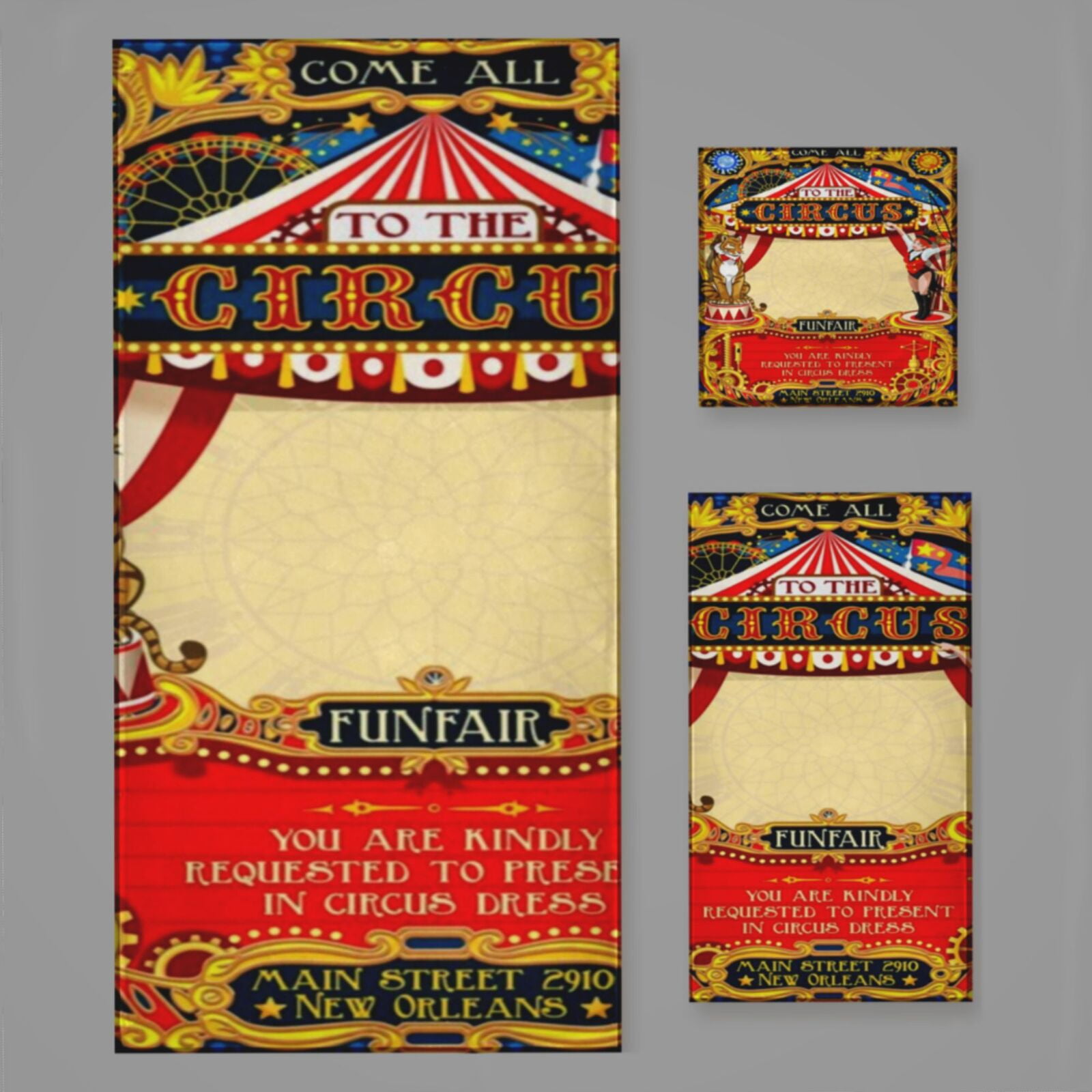 Circus Carnival Invite Vintage Bath Towel Sets For Bathroom Hand Towels ...