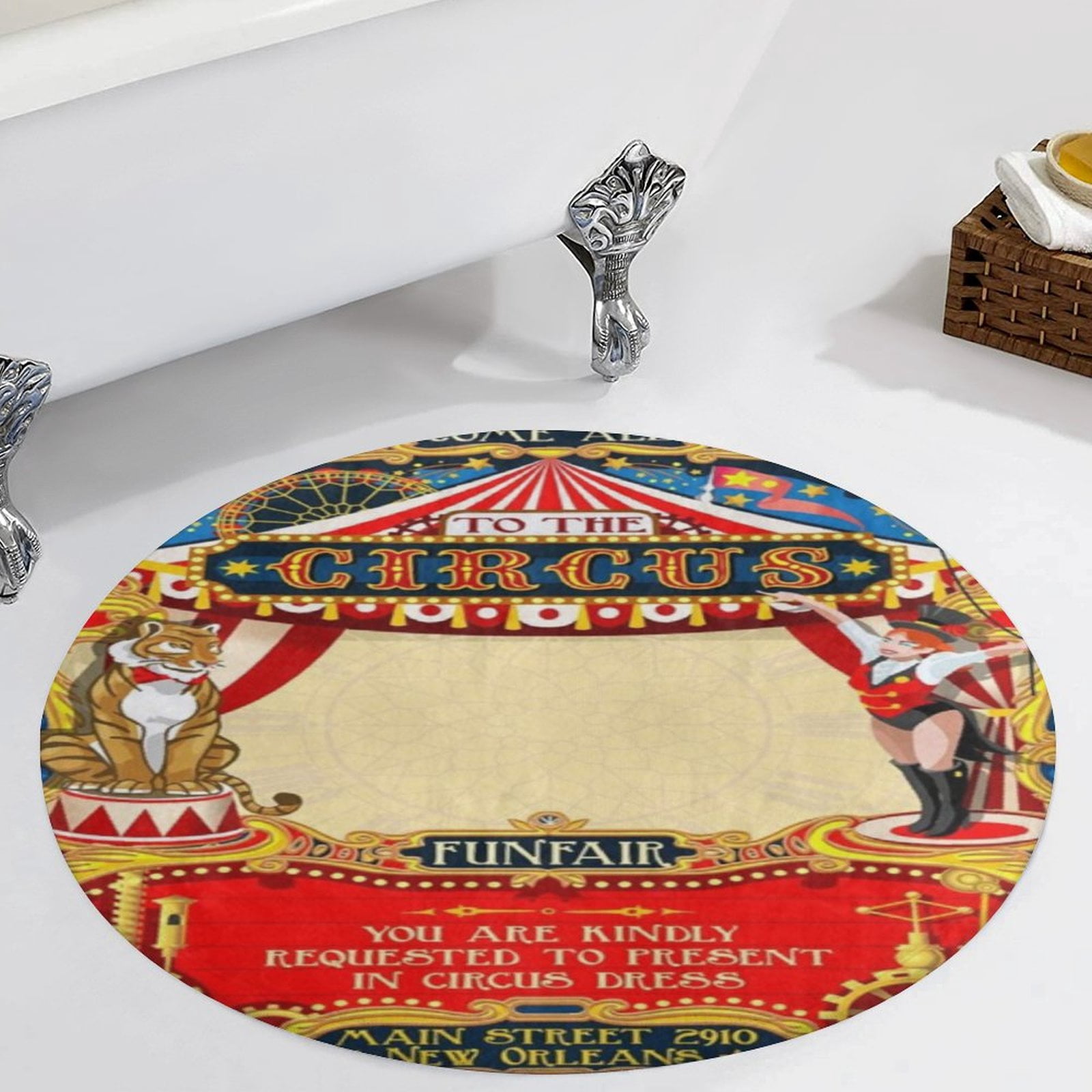 Circus Carnival Invite Vintage Round Carpet Circle Rug Outdoor Patio ...