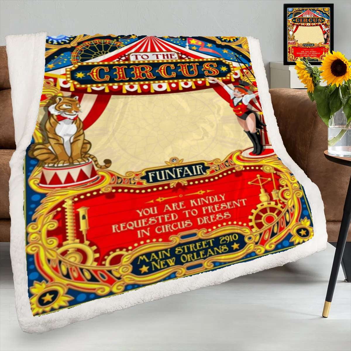 Circus Carnival Invite Vintage Sherpa Blanket Throw Blanket For Bed ...