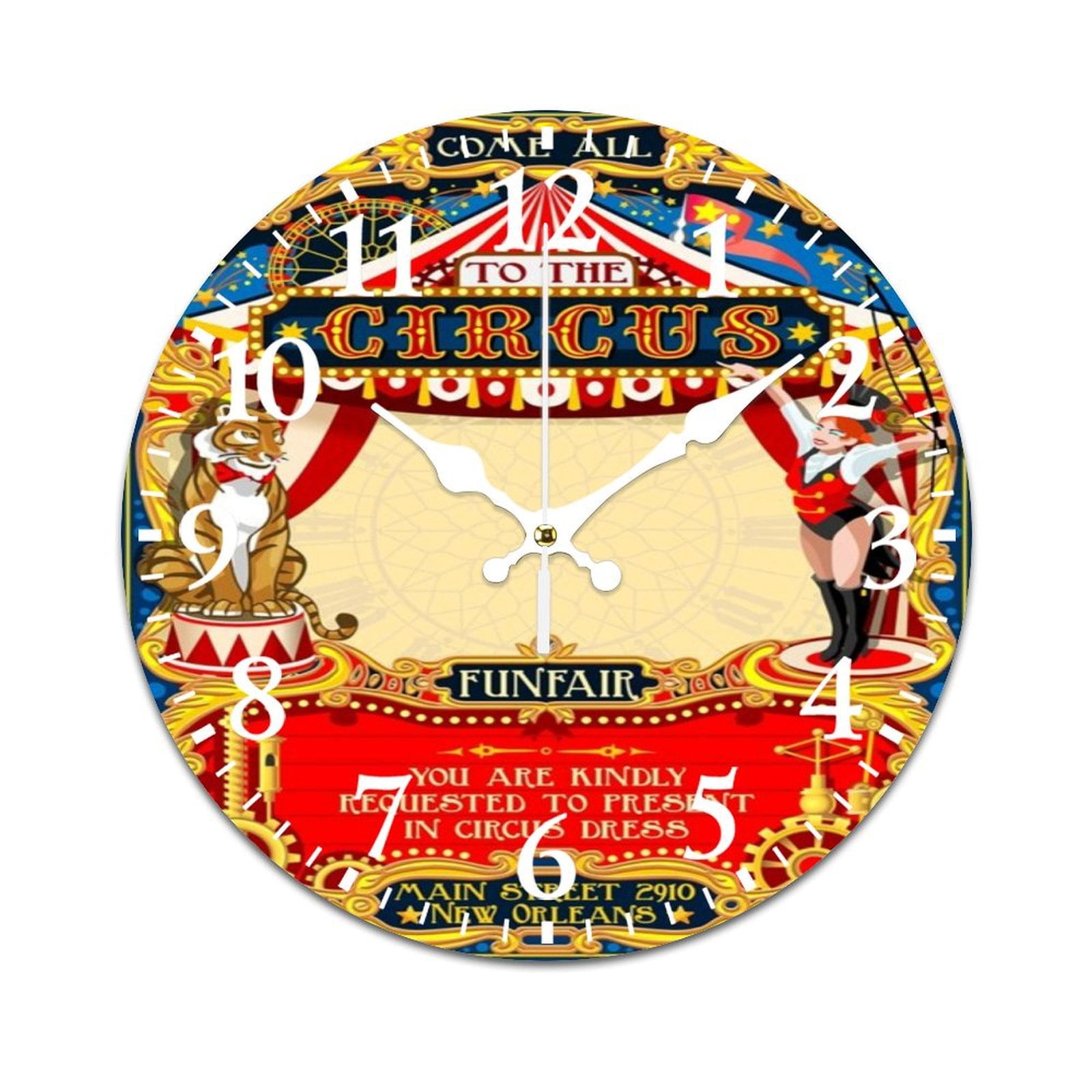 Circus Carnival Invite Vintage Wall Clock Modern Design Clocks Wall ...