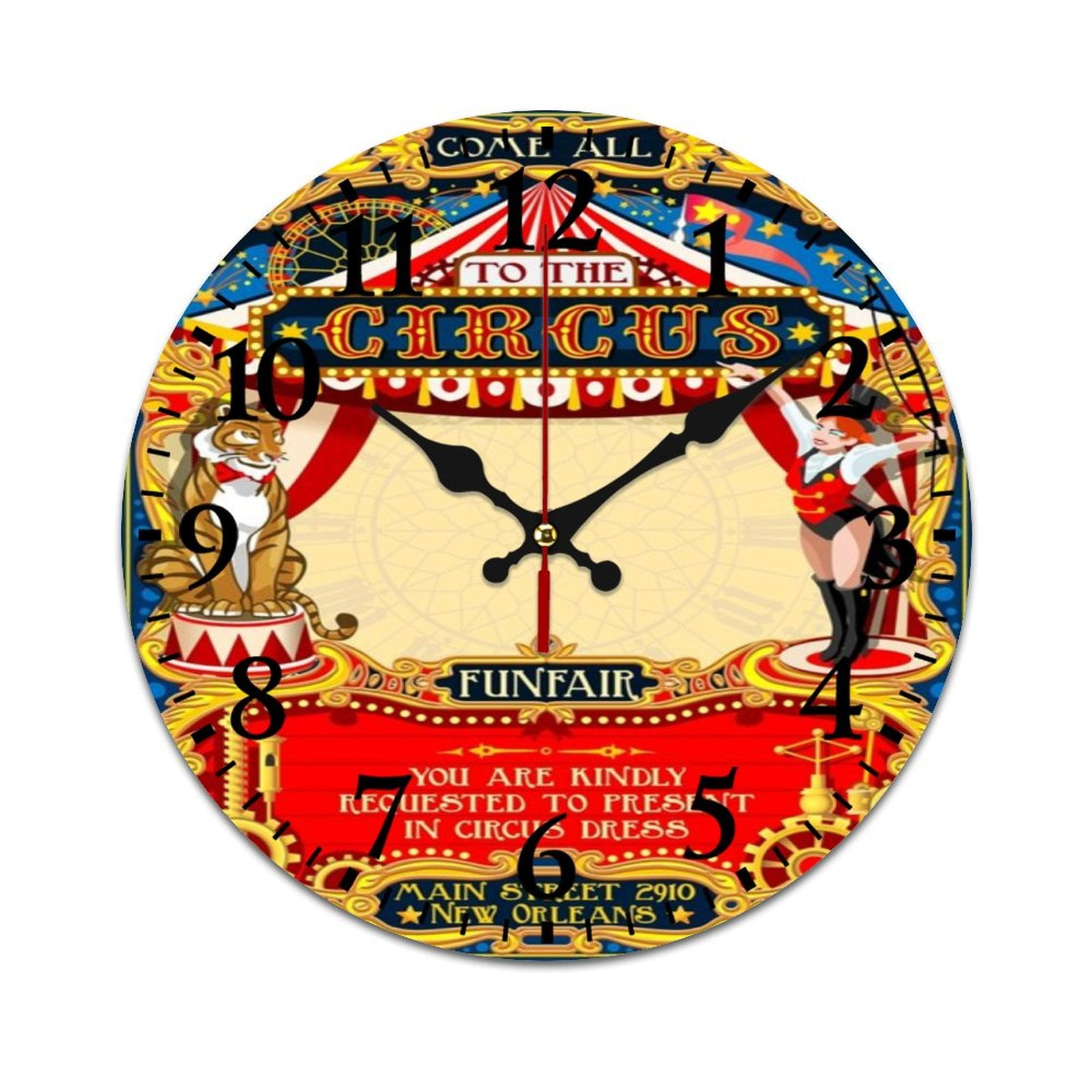 Circus Carnival Invite Vintage Wall Clock Modern Design Clocks Wall ...