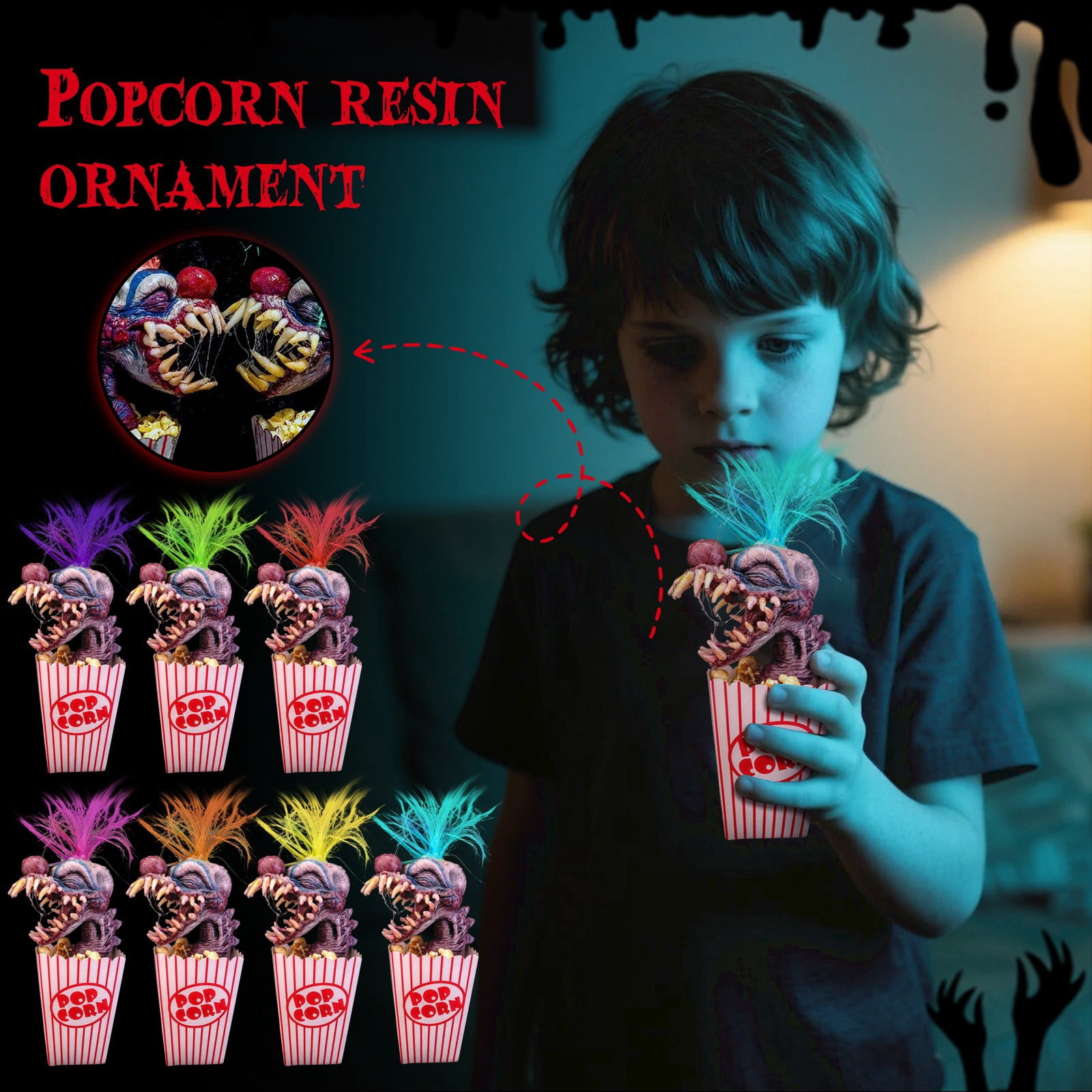 Circus Clown Green Resin Popcorn Clown Killer Sculpture Halloween ...