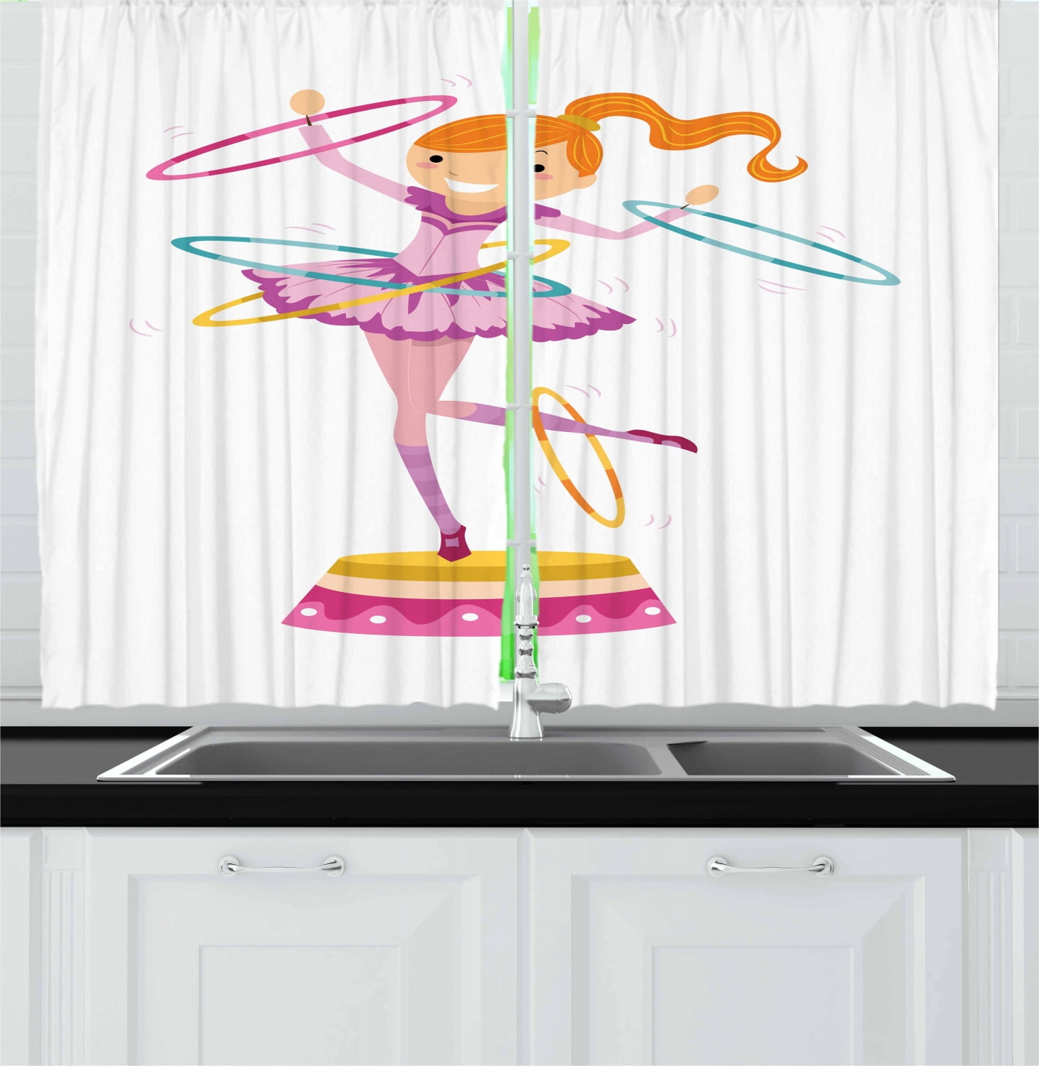 Circus Curtains 2 Panels Set, Illustration of a Female Circus Performer ...