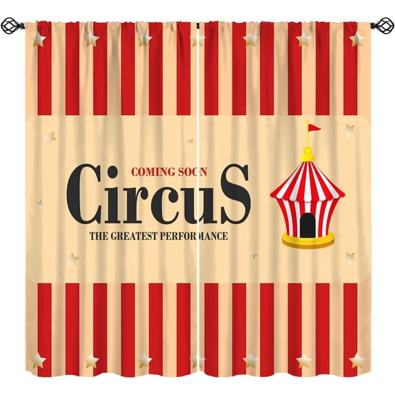 Circus Curtains, Red White Stripes Background Print Window Treatments ...