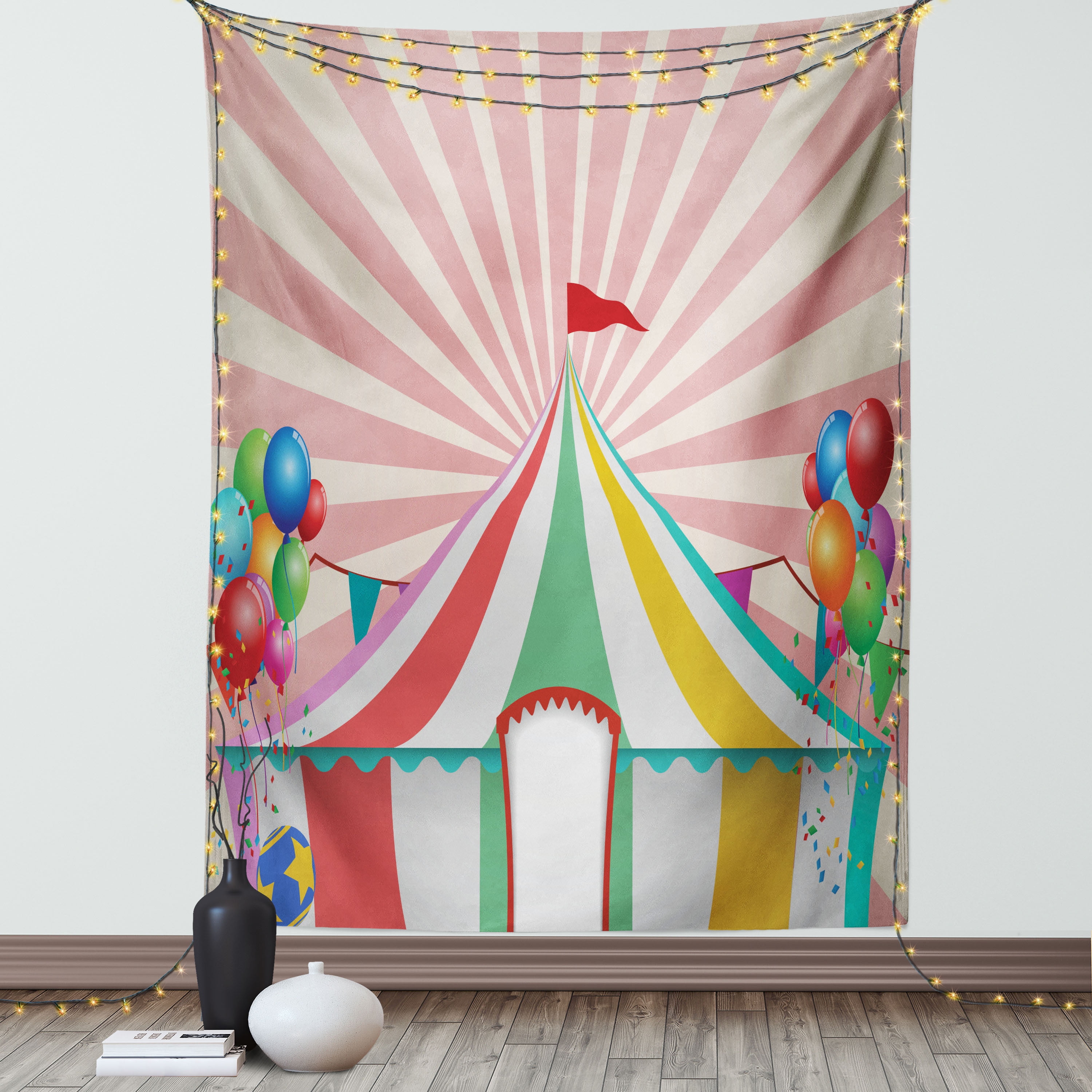 Circus Decor Wall Hanging Tapestry, Old Style Vintage Circus Tent with ...