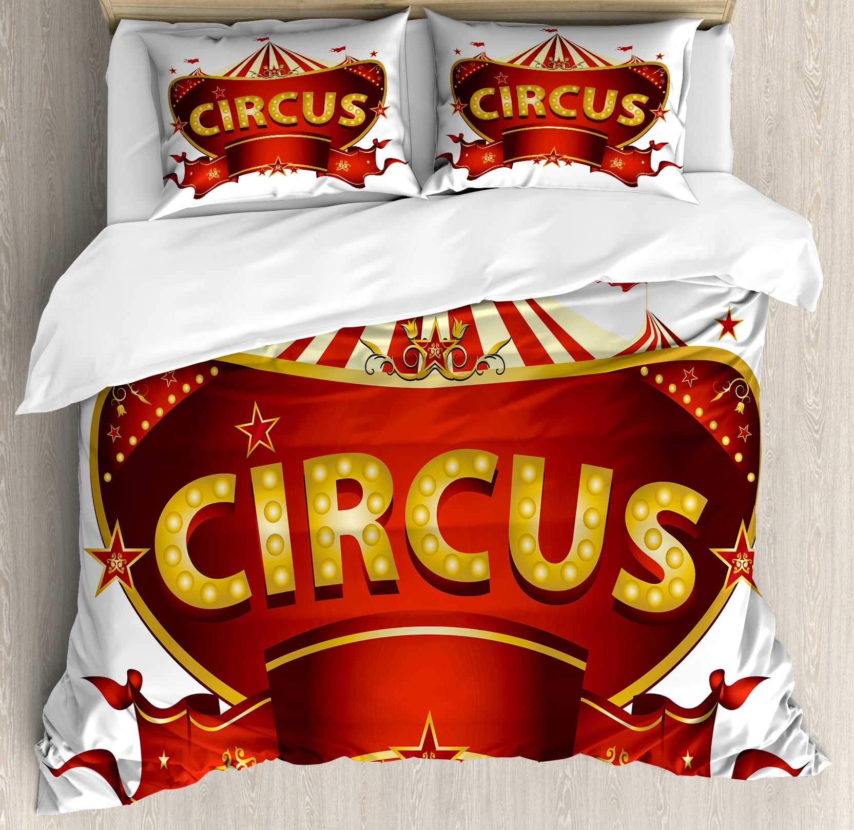 Circus Duvet Cover Set, Circus Sign Baroque Style Big Top Enjoyment ...