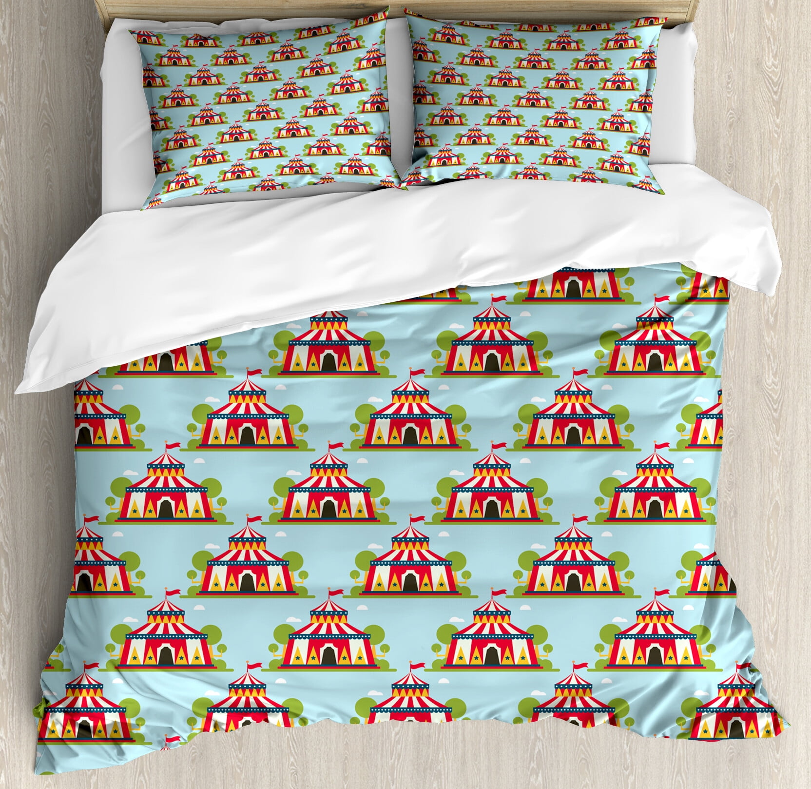Circus Duvet Cover Set, Festival Fun Themed Pattern with a Cartoon ...