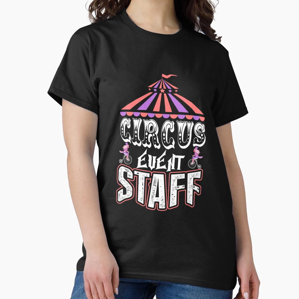 Circus Event Staff In Pastel Pink And Purple Tent With White Text Funny ...