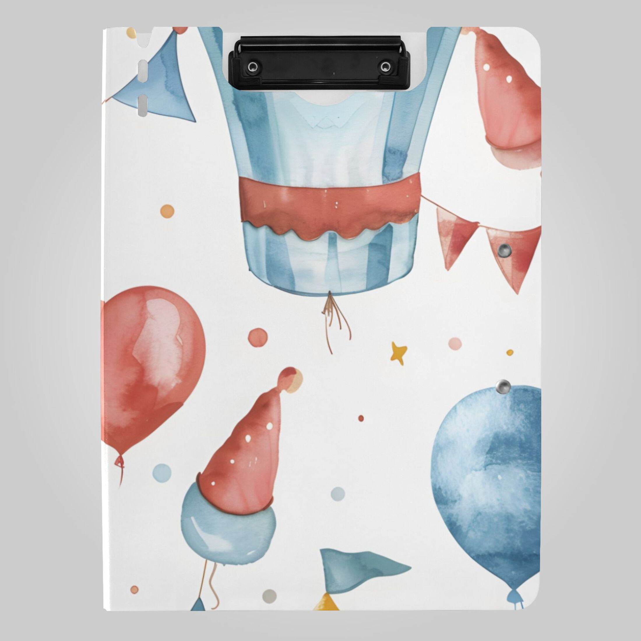 Circus Flags Ballons Watercolor Foldable Binder Folder Clipboard with ...