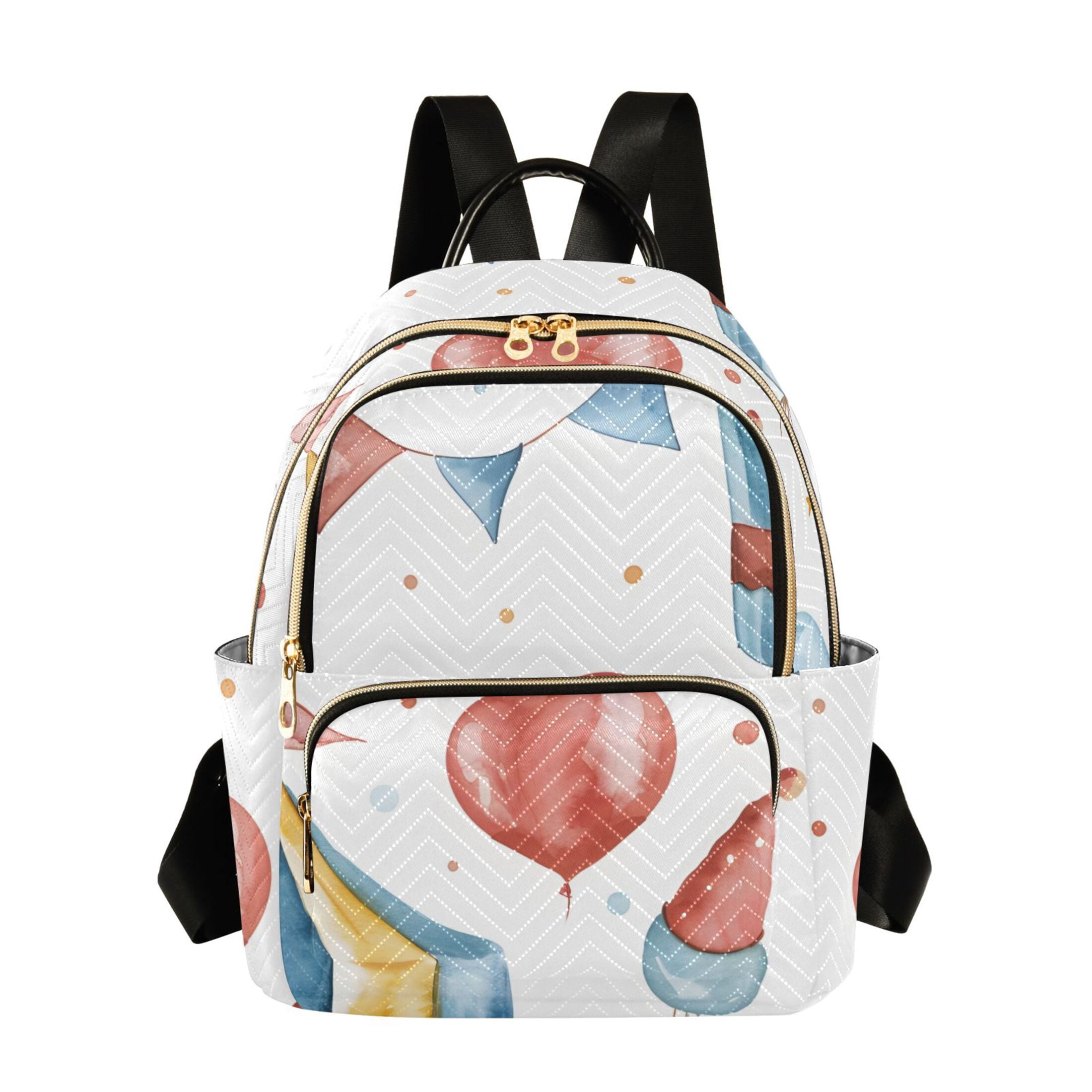 Circus Flags Ballons Watercolor Quilted Backpack Fashion Daypack ...