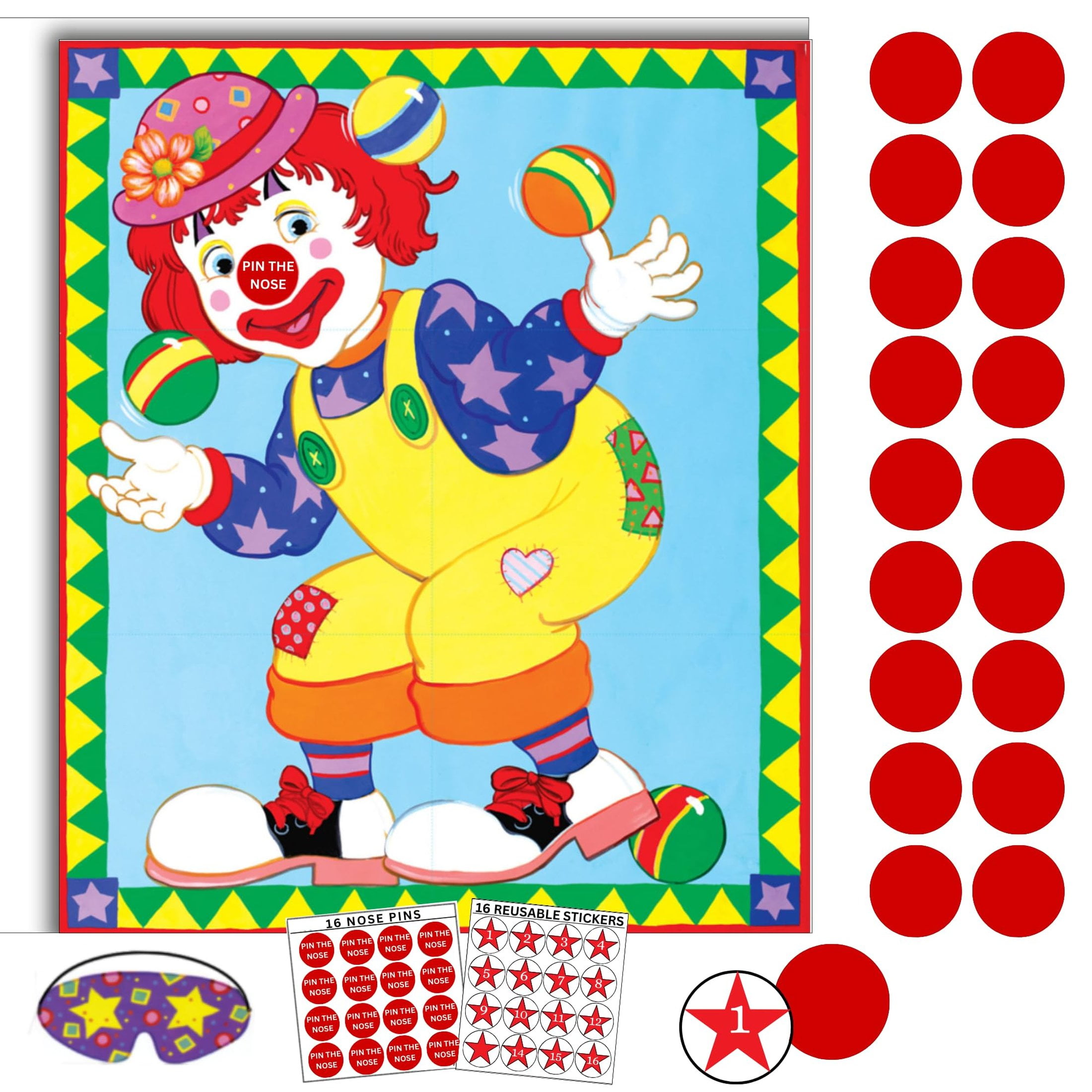 Circus Fun Clown Nose Pinning Game - Kids' Interactive Party Activity ...