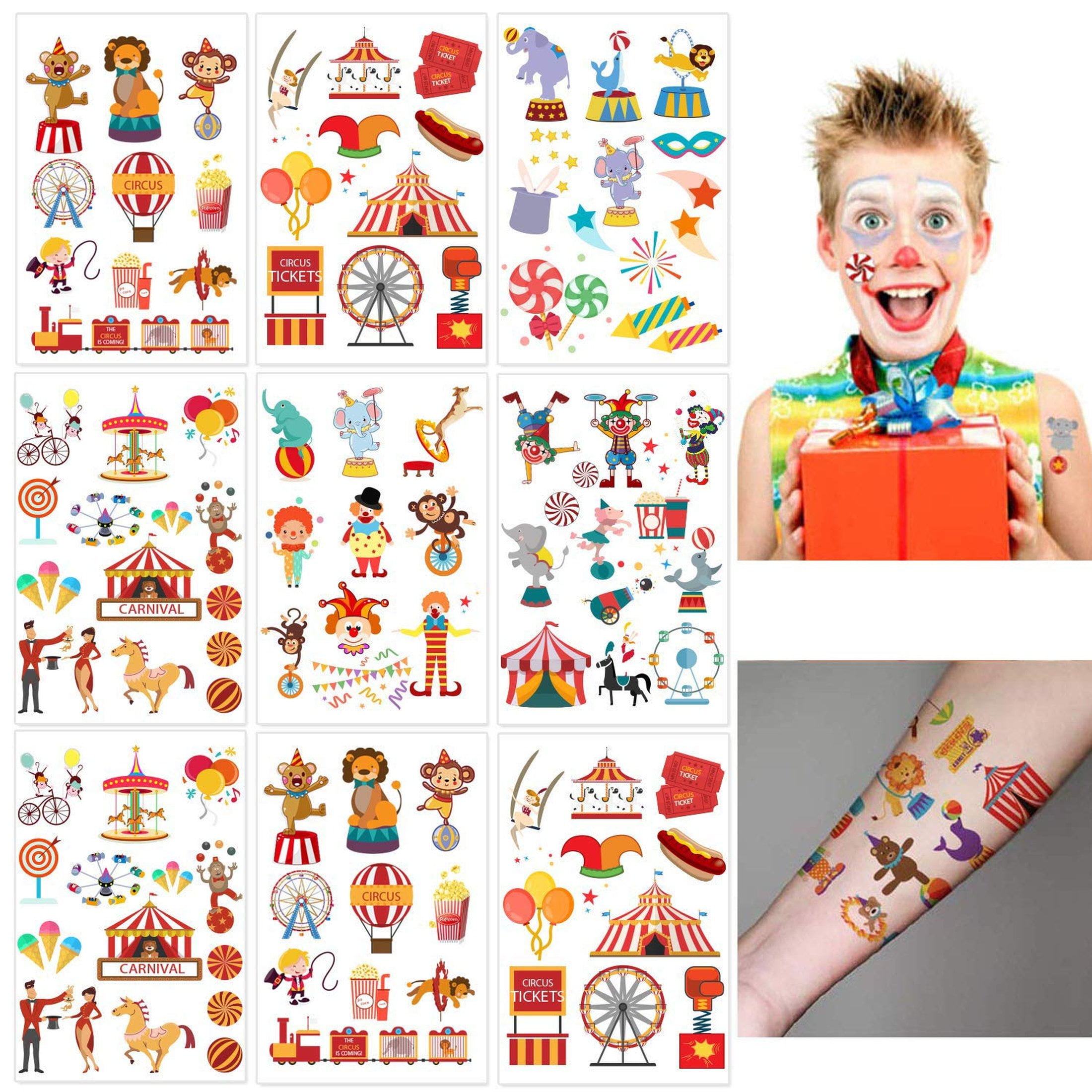 Circus Fun Pack: 284-Piece Temporary Tattoo Set for Kids - Perfect Baby ...