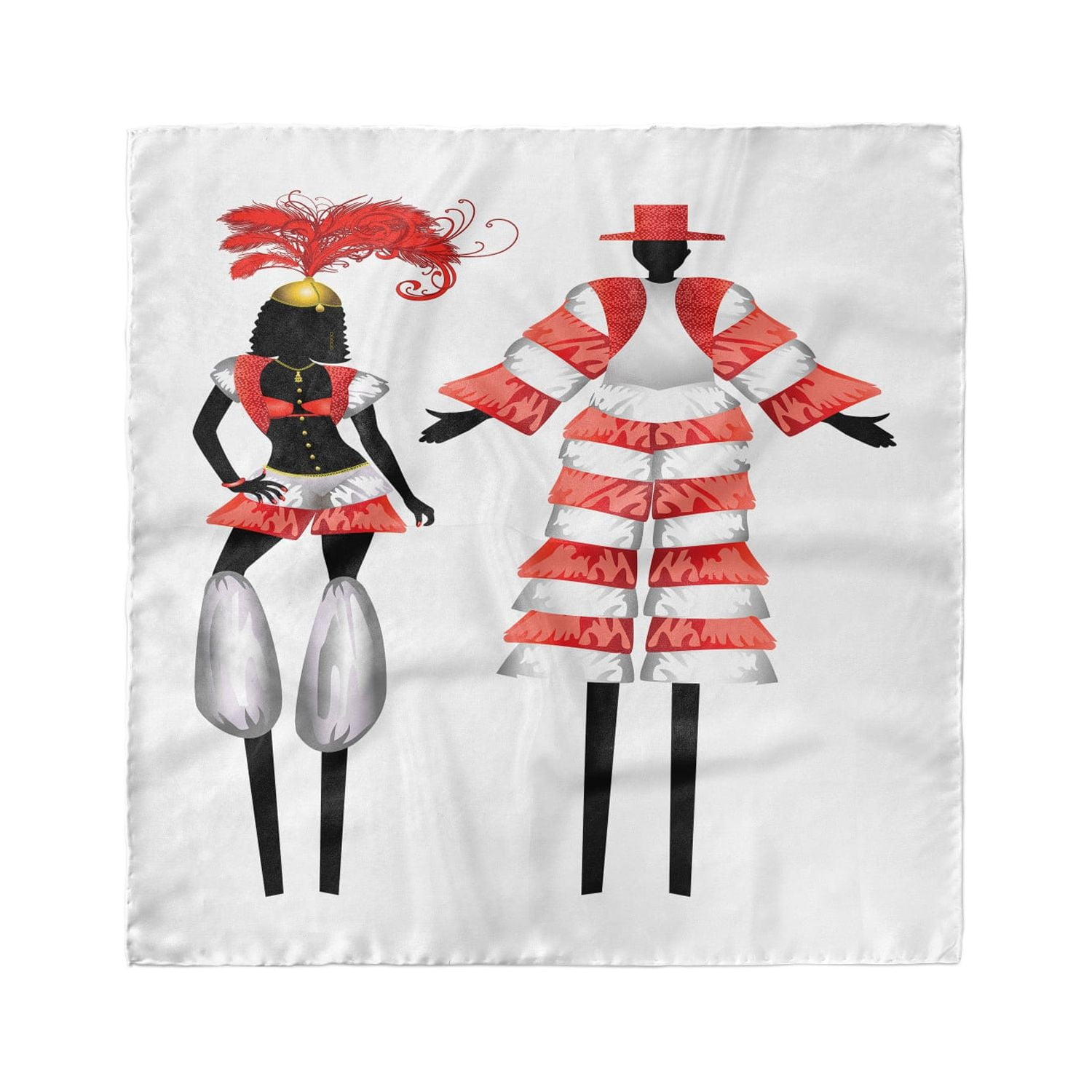 Circus Head Scarf, 2 Moko Jumbies Silhouettes, Head Wrap, 3 Sizes, by ...