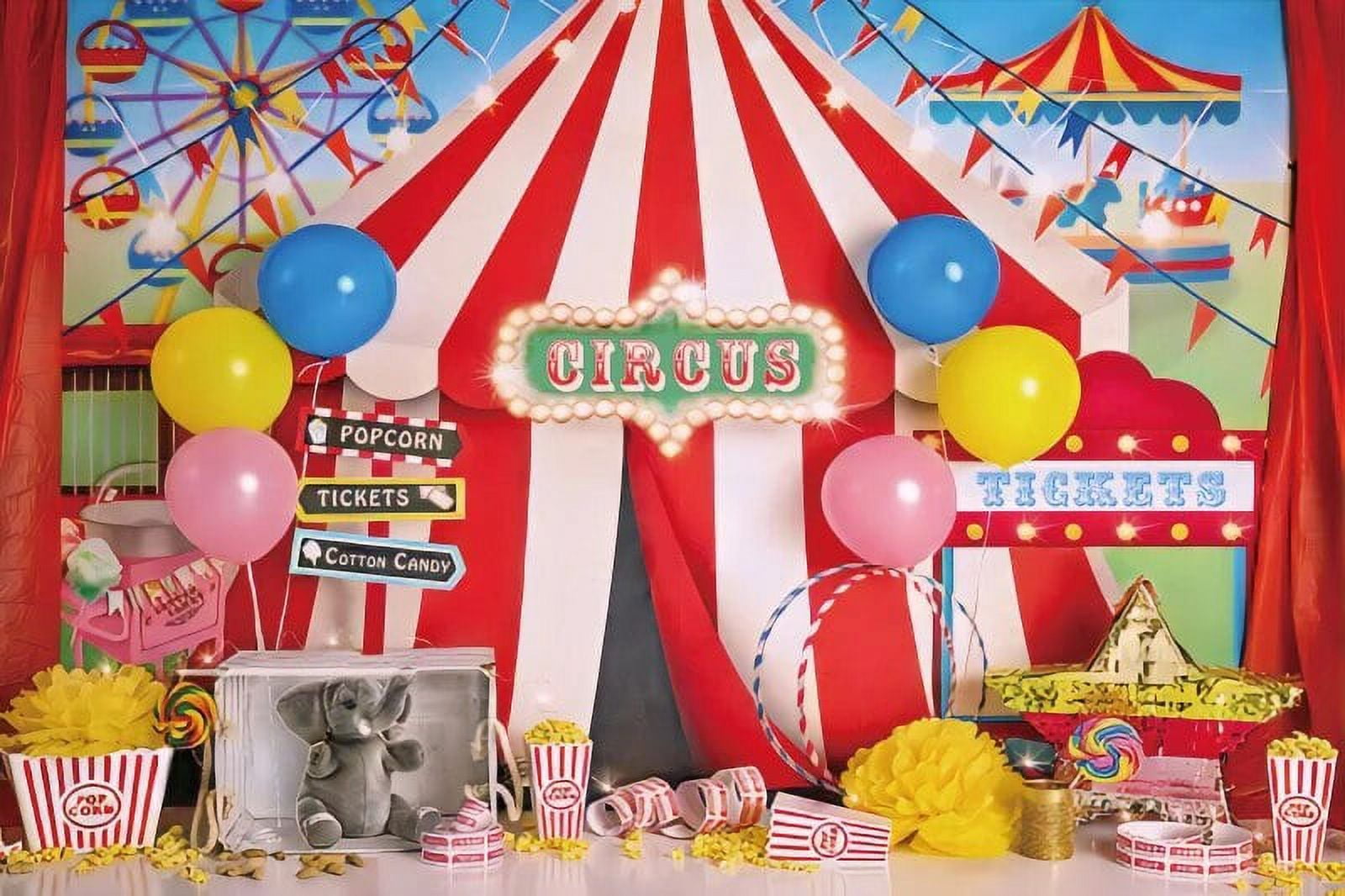 Circus Indoor Scene Red White Curtain Shining Lights Stars Baby Child Poster Portrait Customized ...