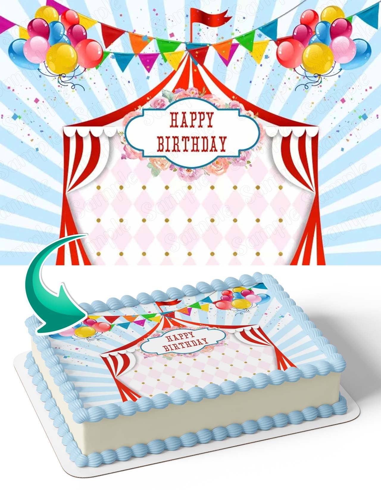 Circus Kids Cute Edible Image Cake Topper Personalized Birthday Sheet ...